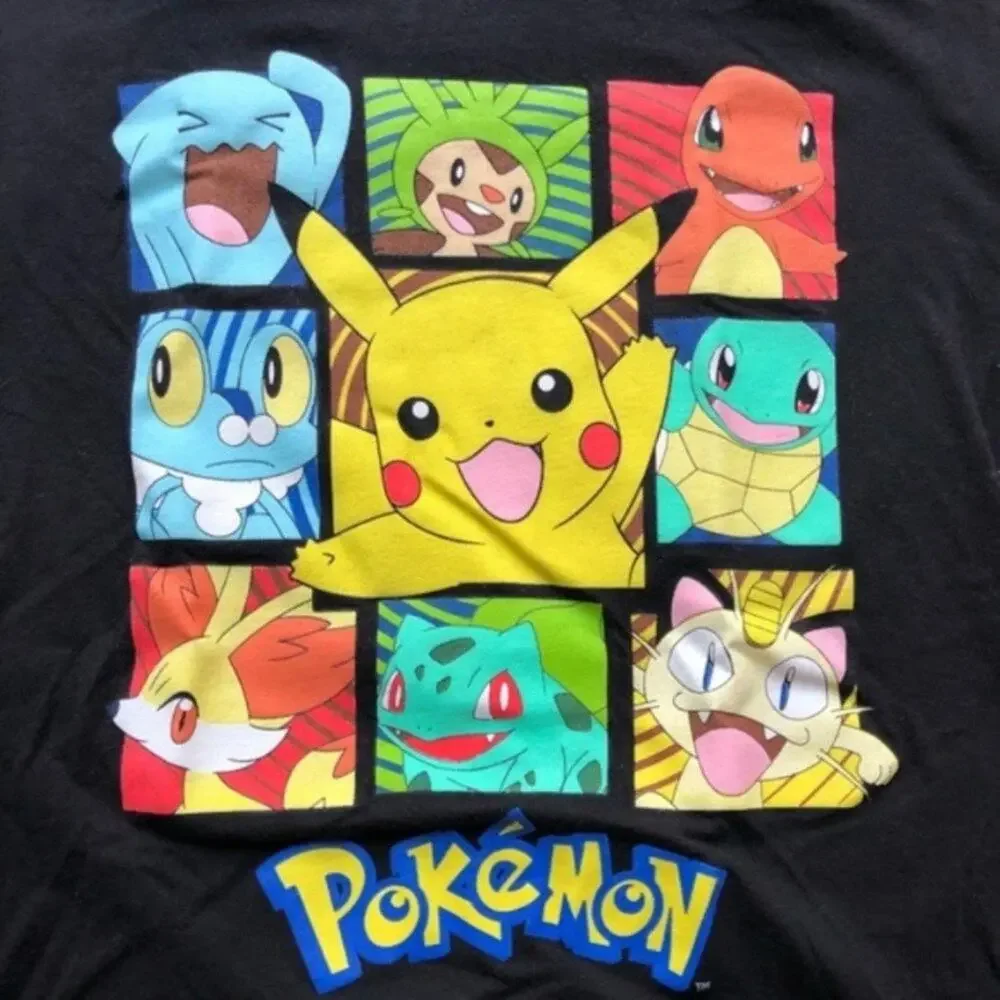 Pokemon | Tops | Pokemon Black Graphic Print Pikachu Squirtle ...